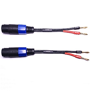 CNCESS CESS-004 Banana Plug to Female Speakon Speaker Adapter Cable 12AWG - 2 Pack (4mm Banana)