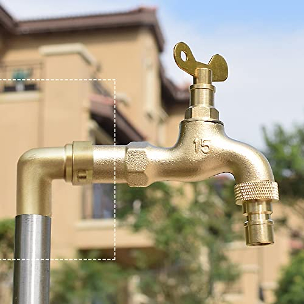 LYFJXX Garden Hose Connector, 90 Degree Elbow Adapter Hose Quick Connect Fittings 3/4 Inch, Solid Brass Pipe Fitting