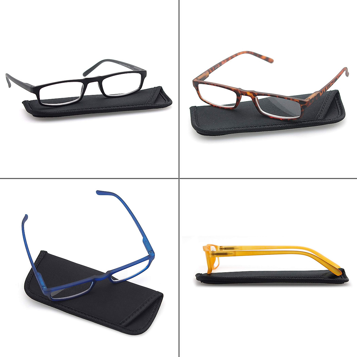 MODFANS Reading Glasses +2.5-4 Pairs Fashion Readers Narrow Frame Spring Hinge for Men Women