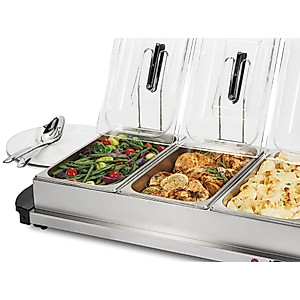 Buffet Server and Food Warming Tray, Stainless Steel Chafing Dishes, Adjustable Heat