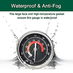 Quantfire Upgrade Replacement Thermometer for Kamado Joe,3.3" Grill Temperature Gauge Replacement for Kamado Joe Accessories 150-900°F with Waterproof and No-Fog Glass Lens