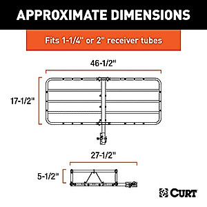 CURT 18145 48 x 20-Inch Basket Hitch Cargo Carrier, 500 lbs Capacity, Black Steel, 1-1/4, 2-In Adapter Shank