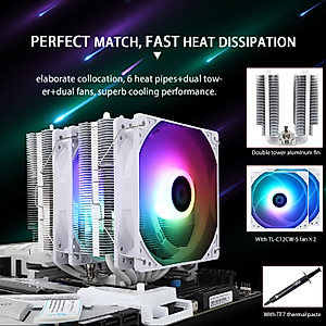Thermalright Peerless Assassin 120 SE ARGB White CPU Air Cooler, 6 Heat Pipes Cooler, Dual 120mm C12CW-S PWM Fan, Aluminium Heatsink Cover, AGHP Technology, for AMD AM4 AM5/Intel 1700/1150/1151/1200