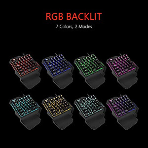 RedThunder One Handed Gaming Keyboard RGB Backlit 35 Keys Portable Mini Gaming Keypad Ergonomic Game Controller for PC Gamer