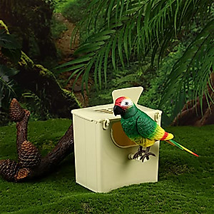 POPETPOP Parakeet Nesting Box, Bird Nest Breeding Box Bird Hut Cage Mounted Plastic Nesting Boxes for Cockatiel Budgie Parrot 2Pcs Bird Cage