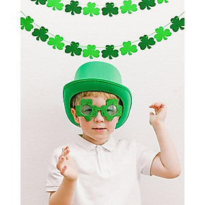 St Patricks Day Decorations, Felt Shamrock Decor Garland Banner Clover Decorations Irish Party Hanging Sign Garland Home Decor for Mantle Table Front Door