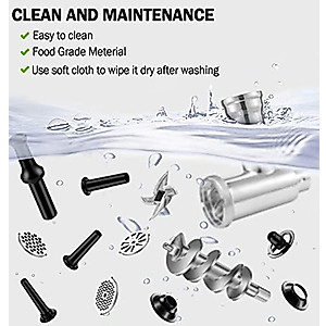 AAOBOSI Electric Meat Grinder 【3000W Max 】Heavy Duty Stainless Steel Meat Mincer with 3 Grinding Plates, 3 Sausage Stuffer Tubes & Kubbe Attachments,Easy One-Button Control