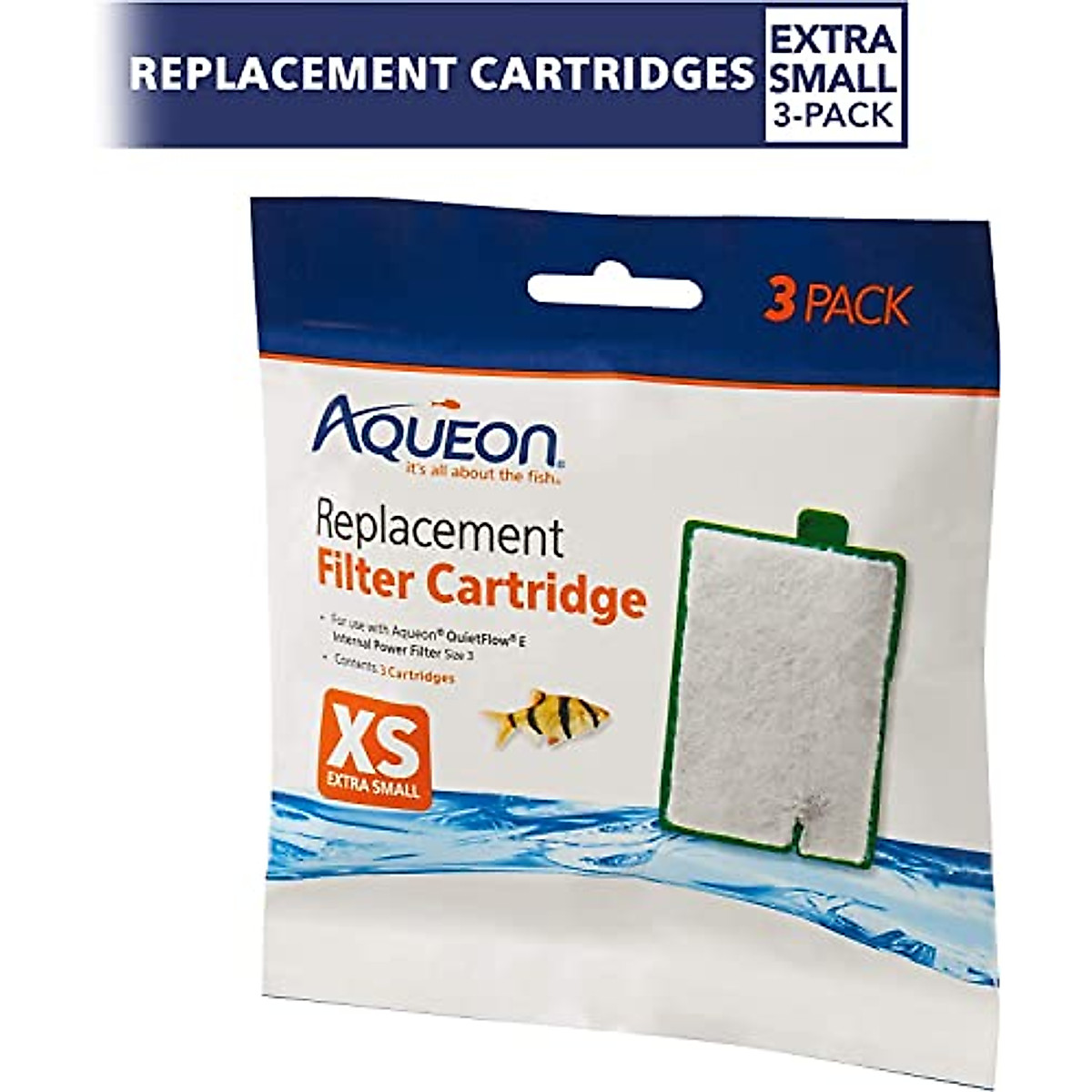 Aqueon 9 Pack of Replacement Filter Cartridges, (3) 3pk XS Cartridges Each, for QuietFlow E Internal Power Filters3