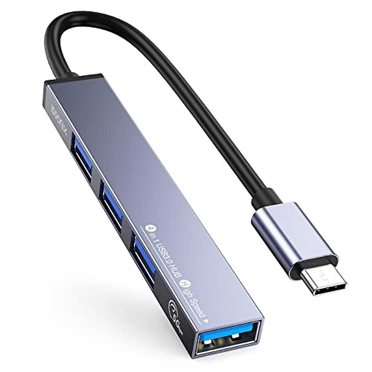 iDsonix USB Hub, Aluminum 4-Port PS4 USB 3.0 Data to USB Hub Adapter (Ultra-Slim) USB C Splitter for Laptop Compatible with PC,MacBook Air, Mac Pro/Mini, Surface Pro, Flash Drive, Mobile HDD and More