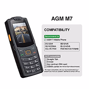 AGM M7 Rugged Phone, IP68 Waterproof Outdoor Phone, 2500mAh Battery Unlocked 4G Cell Phone for Seniors Dual SIM Biggest Speaker 2.4" Touch Screen 1GB+8GB Facebook/Skype/TikTok-Black