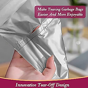 4 Gallon/180pcs Small Silver Grey Trash Bags Strong Grey Garbage Bags, Bathroom Trash Can Bin Liners, Plastic Bags for Office, Waste Basket Liner, Fit 12-15 Liter, 3,3.5,4,4.5 Gal（Silver Grey 180）