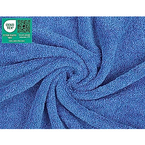 American Soft Linen Luxury Washcloths for Bathroom, 100% Turkish Cotton Washcloth Set of 4, 13x13 in Soft Washcloths for Body and Face, Wash Rags for Kitchen, Baby Washcloths, Electric Blue Washcloths