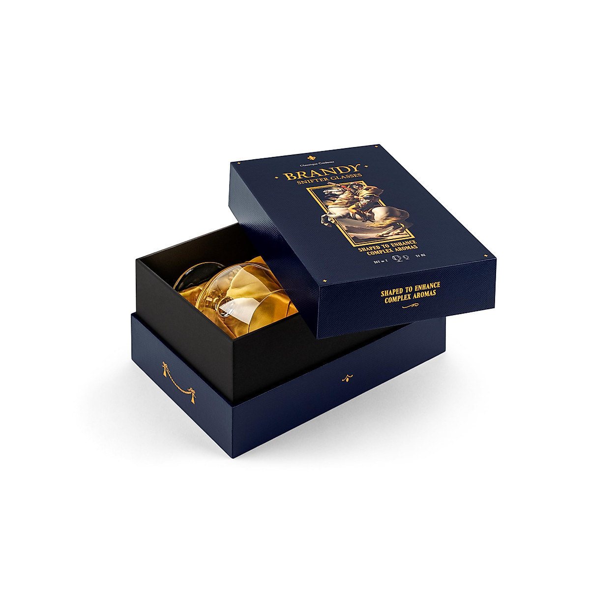 Large 21 oz Crystal Brandy and Cognac Snifter Glasses | Set of 2 Short Stem Giant Sniffer Bowls | Drinking and Tasting Glassware for Bourbon, Scotch, Tequila, Armagnac, Rum, Beer, Liquor