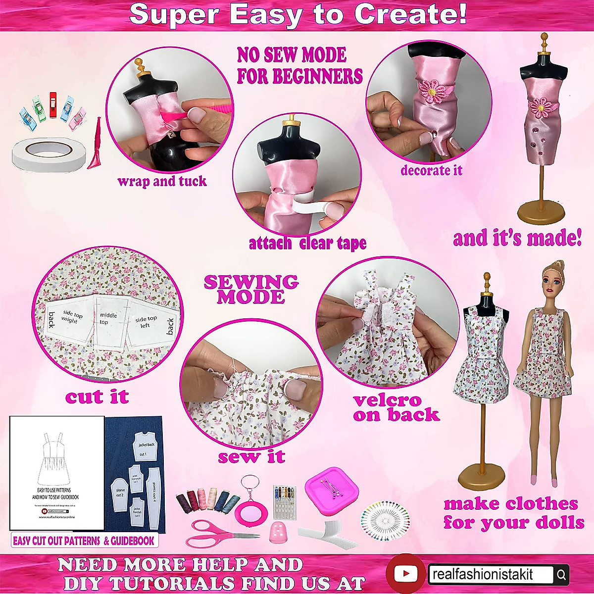 Real Fashionista Fashion Design Kit for Kids, Designed by Fashion Designer, Fashion Sewing Kit for Kids,Fashion Design Kit for Girls, Fashion Designer Kits for Girls