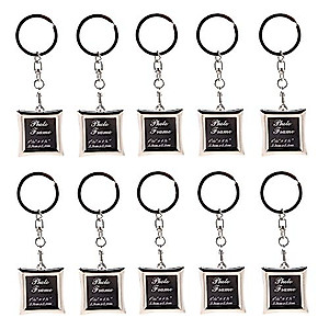 Square Photo Frame Keychain Set - 10 PCS Mini Stainless Steel Picture Frame Keychains, DIY Personalized Sterling Photo Holder, Souvenir for Friends Lovers and Family