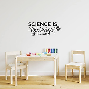 Vinyl Wall Art Decal - Science is Like Magic But Real - 13" x 30" - Trendy Inspirational Quote Sticker for Kids Room Girls Bedroom Playroom Home School Educational Classroom Decor (Black)