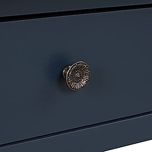 HomSof Console Table 48'' Solid Wood Modern Entryway Sofa Side Table with 3 Storage Drawers and 2 Shelves Blue