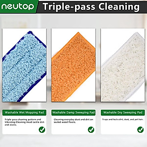 Neutop Mop Pads Compatible with iRobot Braava Jet 200 Series 240 241 244 245 250 Robot Mops, Washable and Reusable, 4 Wet 4 Dry 4 Damp.