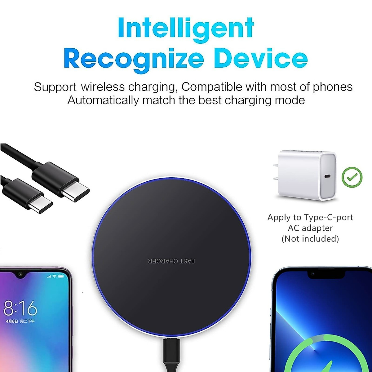 20W Fast Wireless Charger Pad,Wireless Phone Charging Station Compatible with iPhone 14/15/13/12/11/SE/X/AirPods,Fast Charge for Samsung Galaxy S23/S22/S21/S20/Note 20/Buds/Buds +,Pixel,LG G8/7