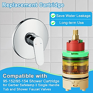 Replacement 95-152/95-154 Shower Cartridge Assembly, Compatible with G0095154, GS-105 for Gerber Safetemp II Single Handle Tub and Shower Faucet Valves