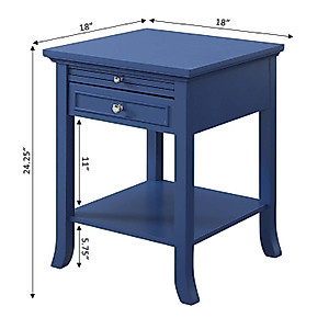 Convenience Concepts American Heritage Logan 1 Drawer End Table with Pull-Out Shelf, Cobalt Blue