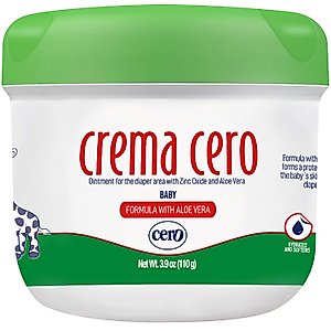 Crema Cero Diaper Rash Cream for Baby With Zinc Oxide and Aloe Vera – High-Strength Diaper Cream for Quick Relief and Protection – Hydrating and Soothing Baby Balm – Aloe Vera 3.9 oz
