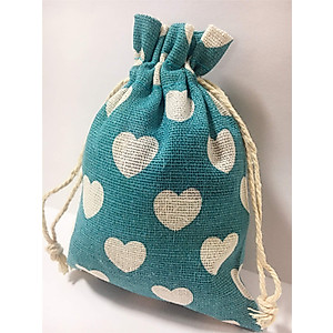 Autupy 24 Packs 5.5 x 3.9 Inch Heart Burlap Drawstring Bags Gift Bags Packing Storage Linen Jewelry Pouches Sacks for Valentine's Day Wedding Party Shower Birthday Thanksgiving Halloween