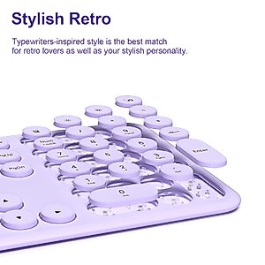 Mobifice Cute Keyboard and Mouse Wireless for PC Computer/Laptop/Windows/Mac/Tablets, Ultra-Thin 2.4GHz USB Cordless Full-Sized Silent Retro Computer Keyboard Mouse Combo (Purple)