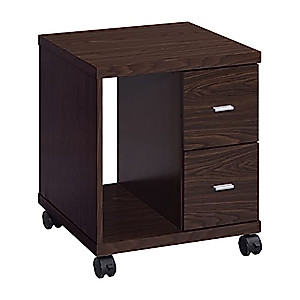 Coaster Furniture Coaster Contemporary Medium Oak Peel 2 Drawer Computer Stand 17.75" D x 17.75" W x 22.62" H 800832