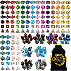 CiaraQ Polyhedral Dice Set with Black Pouches, Compatible with Dungeons and Dragons DND RPG MTG Table Games