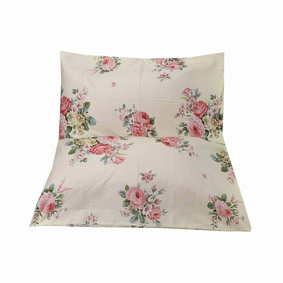 100% Cotton 600 Thread Count Pillow Case Set of 2, Standard Size Floral Pillow Covers for Sleeping, Breathable Easy to Wash
