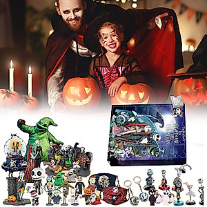 Halloween Advent Calendar 2024, Halloween Horror Figures Advent Calendar, 24Pcs Halloween Countdown Calendar with Surprise Toys, Scary Halloween Doll Collectible Figures Gift (B)