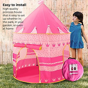 Princess Castle Play Tent for Kids, Princess Castle Dollhouse That conveniently Folds in to a Carrying Case, Perfect Foldable Pop Up Pink Childrens Play Tent/House Toy for Indoor & Outdoor Use