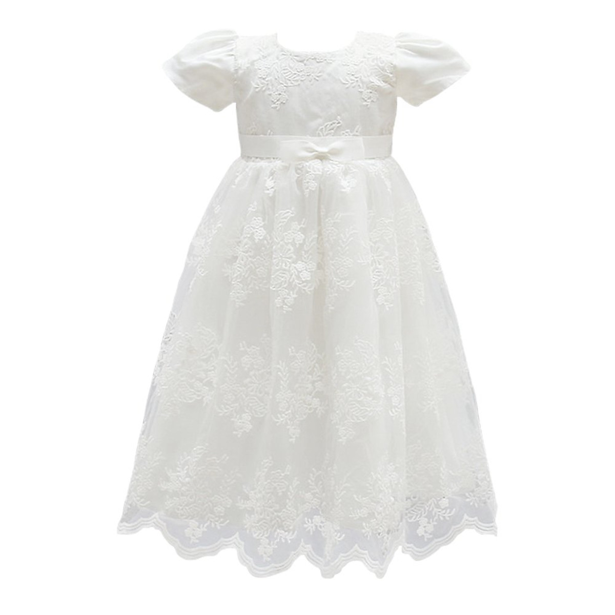 Glamulice Baby Girls Flower Christening Baptism Dress Formal Party Special Occasion Dresses for Toddler Light Ivory White 3-6 Newborn Birthday Holiday Wedding Pageant Gowns Lace Shoes & Hat Event 3M