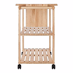 Winsome Wood Kitchen Cart With Cutting Board, Knife Block and Shelves, Beech