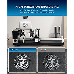 OMTech Laser Rotary Attachment with Nema 23 2-Phase Stepper Motor for 50W 60W 80W 100W 130W CO2 Laser Engraving Machines K40 Rotary Tool Accessory Kit for Wood Metal and More