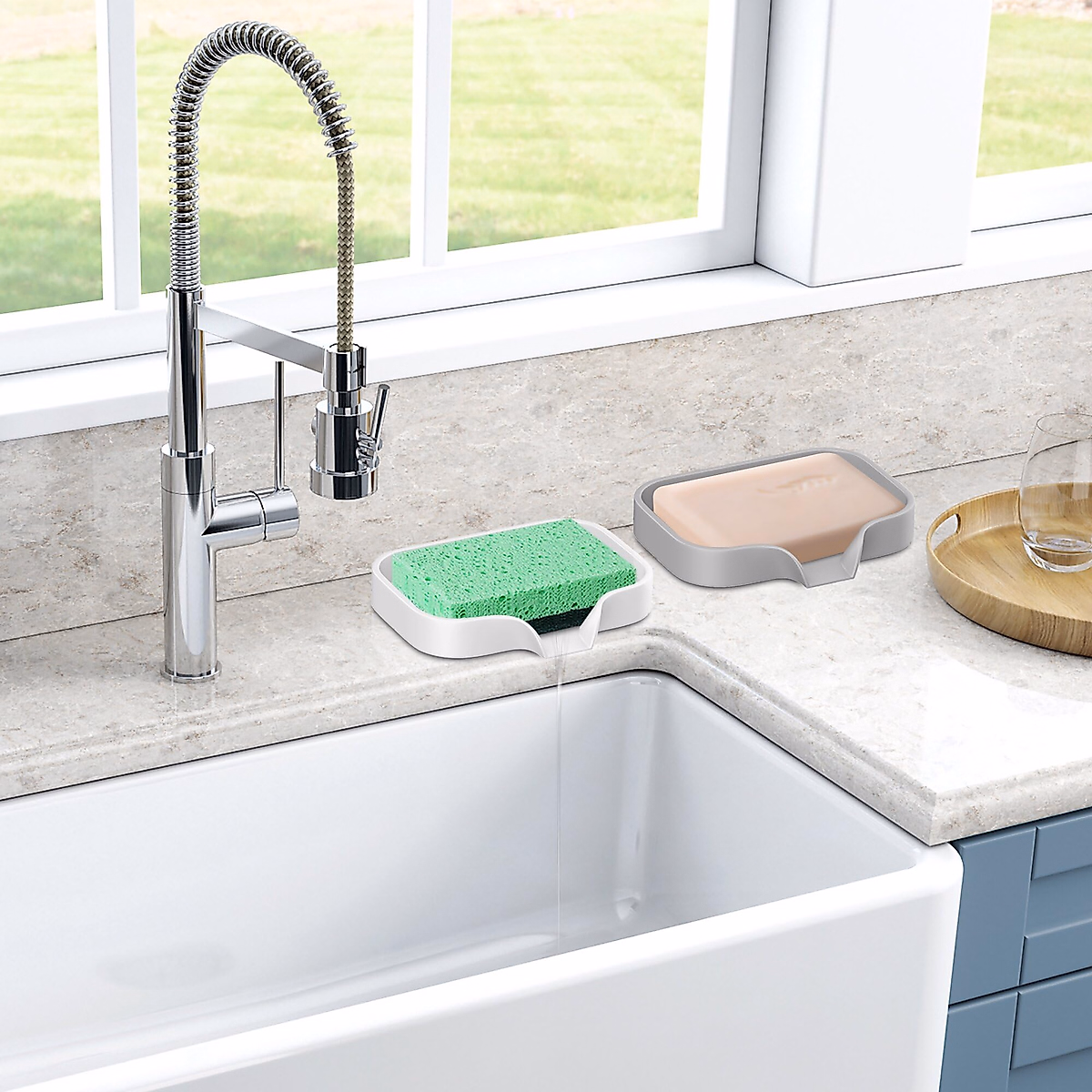 Silicone Soap Dish,4 Pcs Thickened Great High-Purity Silicone Soap Holder,Self Draining Soap Dish Soap Tray Bathroom Soap Dish Bar Soap Holder for Shower-Gray,White