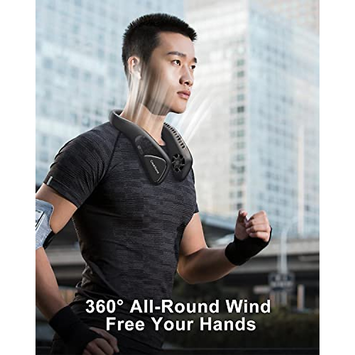 CreakStone Neck Fan Portable, Bladeless Personal Fan, Angle Adjustable, 4000mAh Rechargeable Battery Powered, Mini Small Fan 3 Speed Neck Cooler For Women Men Kids Outdoor Indoor Hands Free Travel