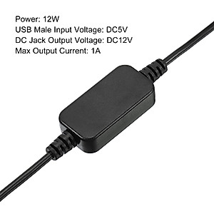 PATIKIL 12W USB Step Up Voltage Converter, DC 5V to DC 12V Power Supply Adapter Jack 5.5x2.5mm Cable for Router LED Lamp Speakers