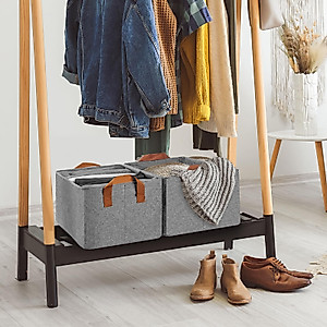 YXOBHDY Storage Baskets for Closet with Metal Frame, Fabric Storage Bins for Shelves, Shelf Baskets and Bins with Handles for Clothes Toys Organization, 4-Pack