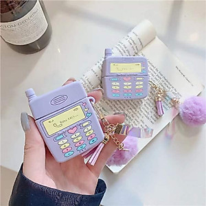 for Air pod 2/1 Case, Cute 3D Lovely Unique Cartoon for Air pod 2/1 Silicone Cover Fun Funny Cool Design Fashion Cases for Boys Girls Kids Teen for Air pod 2/1 Case (Purple Phone furball)