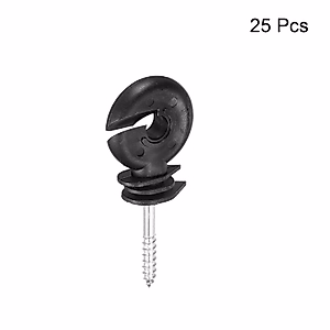 PATIKIL Electric Fence Insulator Screw-in Ring Insulator 25pcs Wood Post Insulator Black for Farm Fencing Power Grid System
