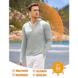 COOFANDY Men Full Zip UPF 50 Sun Protection Hoodie Jacket Long Sleeve Lightweight Breathable UV Shirts with Pockets