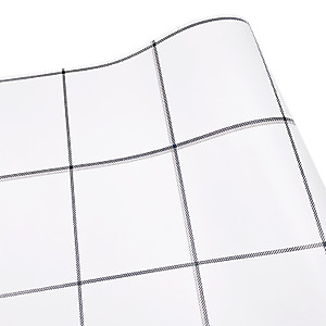 SimpleLife4U Black Striped Furniture Paper Peel & Stick White Grid Shelf Drawer Liner Cover Furnitures 17.8 Inch by 9.8 Feet