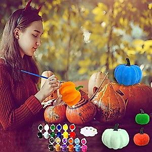 JIABNUKKN Pumpkin Decorations Halloween Crafts for Kids 10Pcs Paint Your Own Artificial Pumpkin White Plastic Pumpkin Decorating Kit Gift Toys for Kids DIY Halloween Thanksgiving Fall Pumpkin Decor