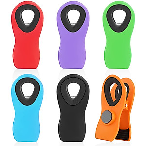 6 Pack Magnetic Chip Clips Bag Clips Food Bag Clips for Food Packages, Kitchen Clips with Magnet for Refrigerator, Plastic Assorted Colors Bag Clips for Food Storage, Chips Bag and Snack Bag