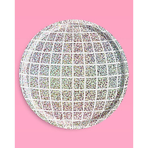 xo, Fetti Holographic Disco Ball Paper Plates - 25 pk, 9" | Bachelorette Party Decorations, Last Disco, Space Cowboy Birthday Party, Groovy Baby Shower, New Years Eve Supplies, 70s Bday Party