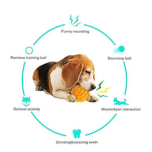 Squeaky Dog Ball Toy for Aggressive Chewers - Dental Dog Toy for Healthy Teeth & Gums - Spiky Ball Durable Floatable Rubber Pet Toys - Mental Enrichment - All Breed Sizes