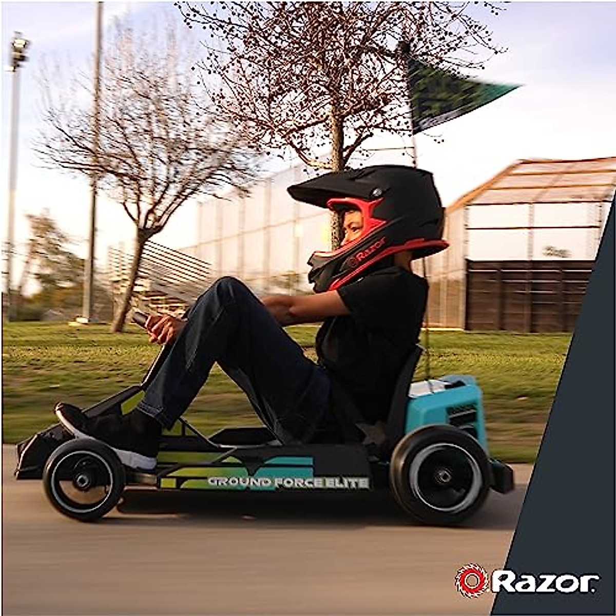 Razor Ground Force Elite-Electric Go-Kart for Ages 13+, Up to 14 MPH, Up to 40 Minutes of Continuous Use, 350-watt Chain-Driven Motor, Forward/Reverse Drive Switch, 36V Rechargeable Battery,Black, Large