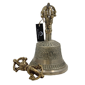 DharmaObjects Large Tibetan Meditation BELL and DORJE Set
